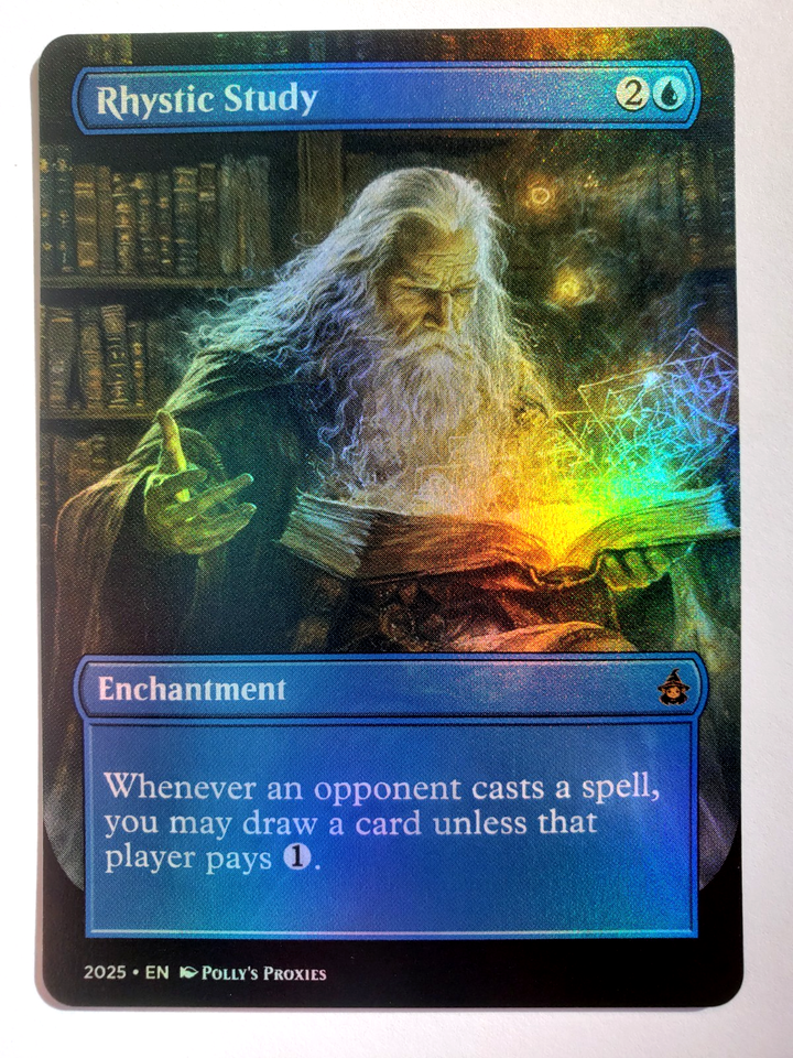 Rhystic Study FOIL Proxy Card Custom Playtest Magic Wizard Art Design ...
