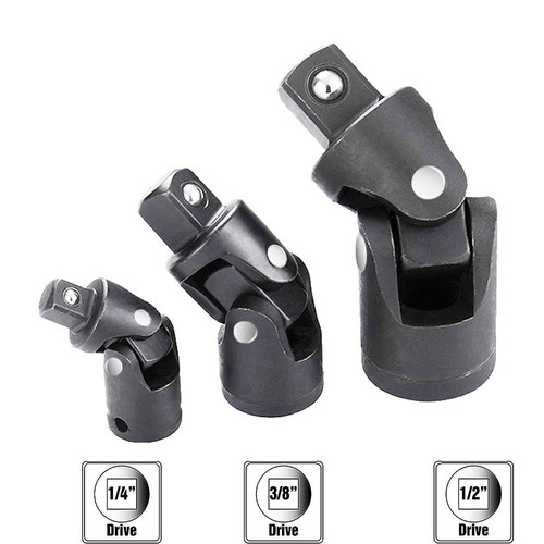 3Pcs Impact Universal Joint Socket Swivel Tool Set 1/2" 3/8" 1/4" Drive ...