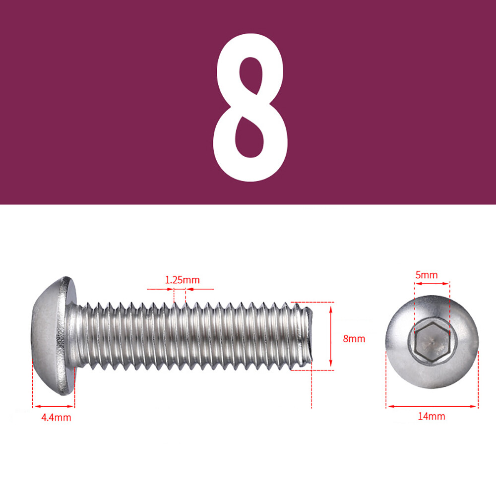 M6 M8 M10 M12 M16 Socket Button Head Bolts Hex Allen Screws Stainless ...