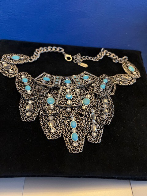 Natasha 20” Necklace Silver with Blue Stone 102g | eBay