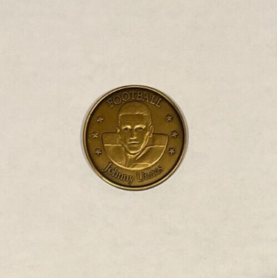 Vintage Superstars Football Coin Johnny Unitas NFL COLTS Copper Brass ...