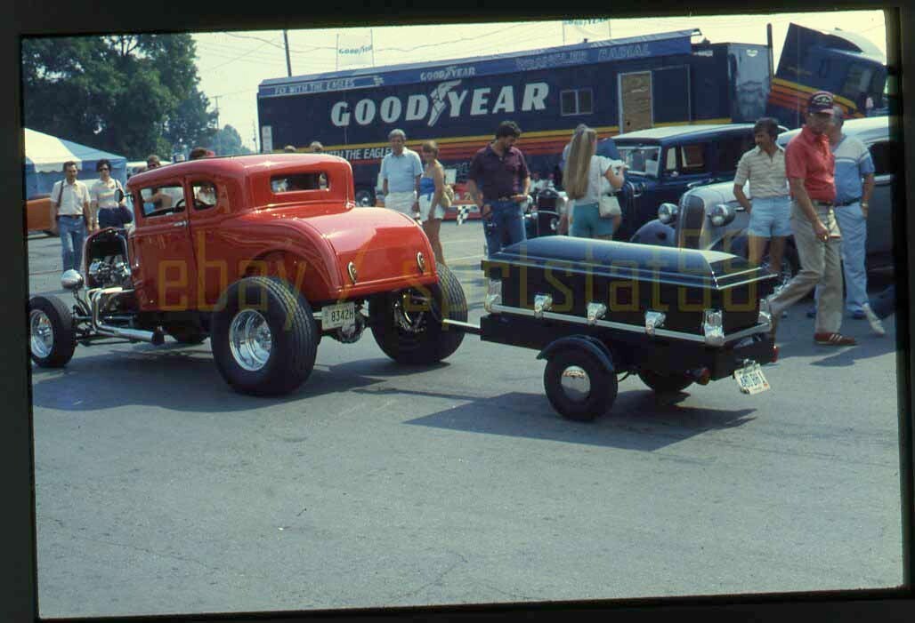 Custom Hot Rod w/ Casket Trailer - 1984 Car Show - Vintage 35mm Slide ...