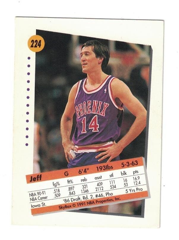 Jeff Hornacek Signed Autographed 1991 92 SkyBox Card 76ers Suns Jazz | eBay
