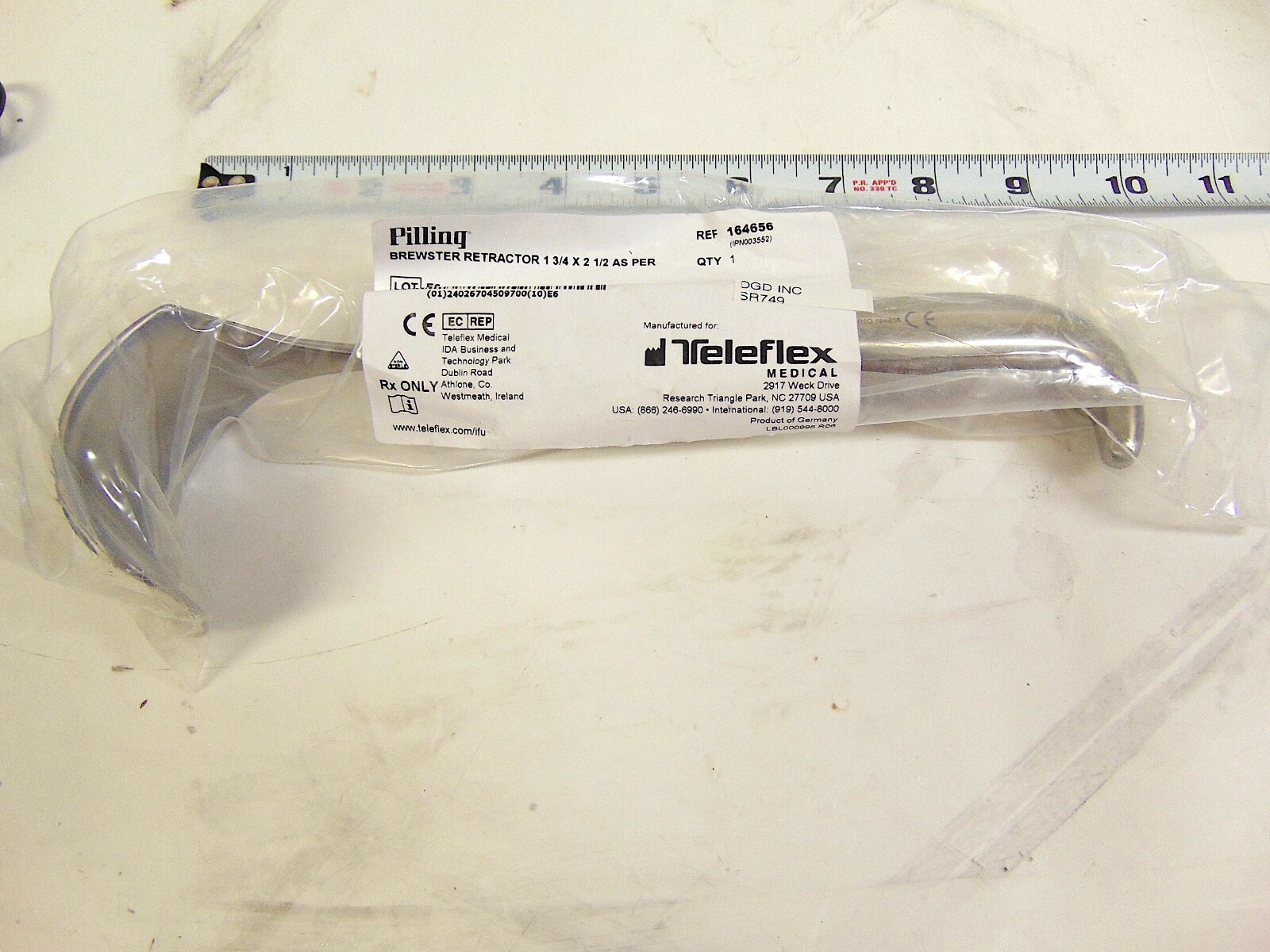 Pilling 16-4656 Surgical 1-3/4" -1/2" Brewster Retractor Blade 9-1/4 ...