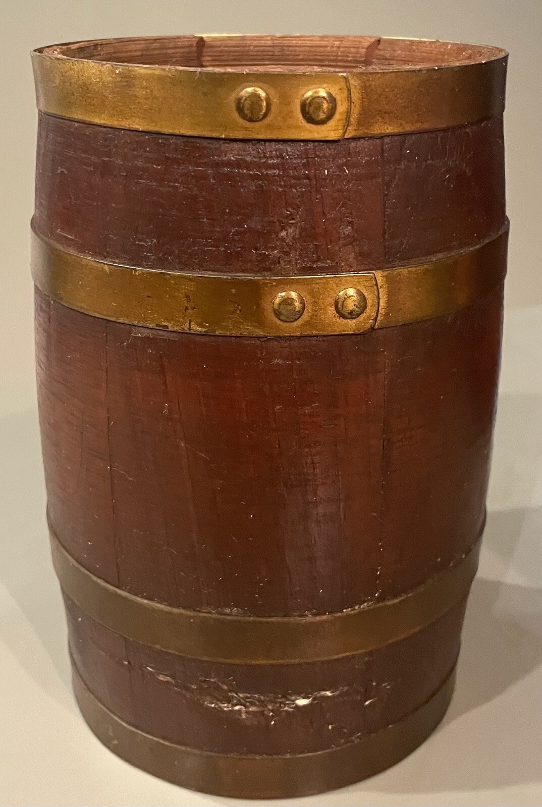 Vintage Wood Barrel Coin Nail Keg Bank | eBay