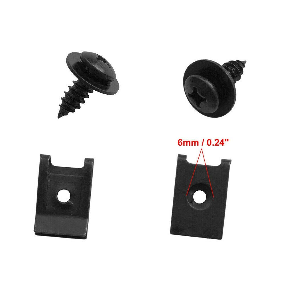 Fender Trim Panel Fastener 15Set Spring Metal U-type Clips With-Screw ...