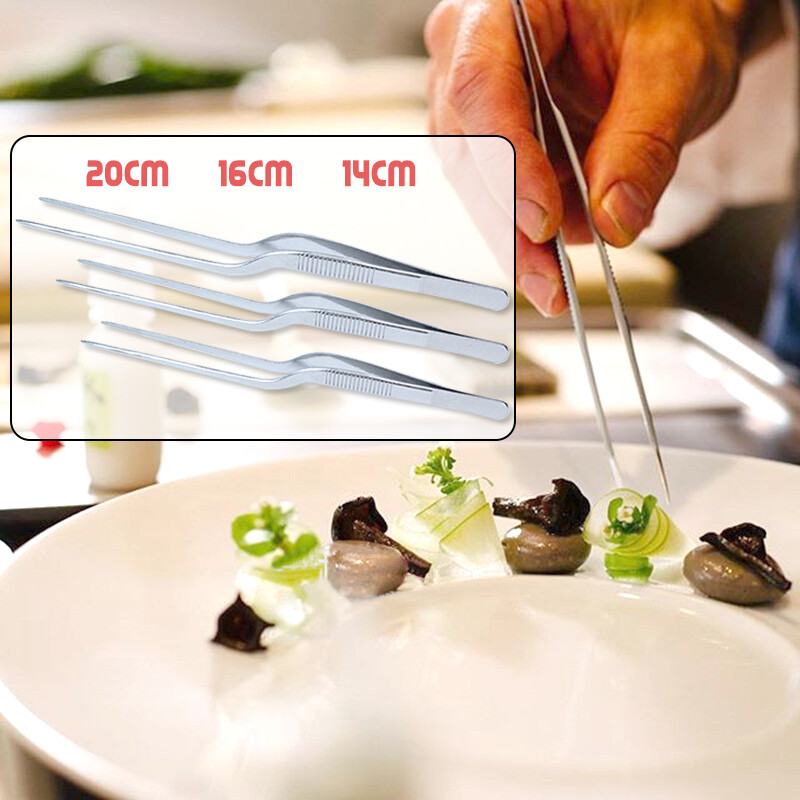 Chef Plating TWEEZERS Tongs Serving Presentation Stainless Tweezer ...