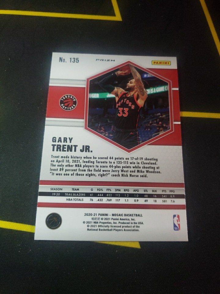 2020-21 Mosaic Yellow Reactive Gary Trent Jr. Toronto Raptors #135 | eBay