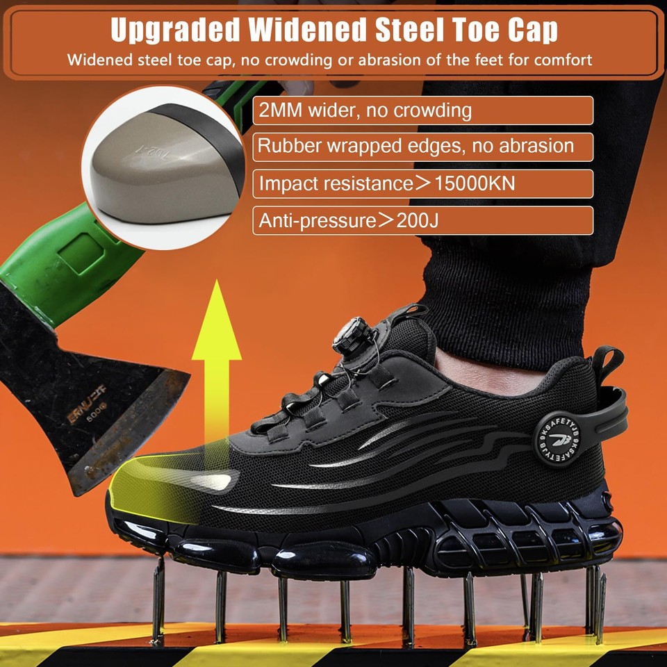 Men Work Safety Shoes Steel Toe Rotating Buckle Indestructible Non-slip ...