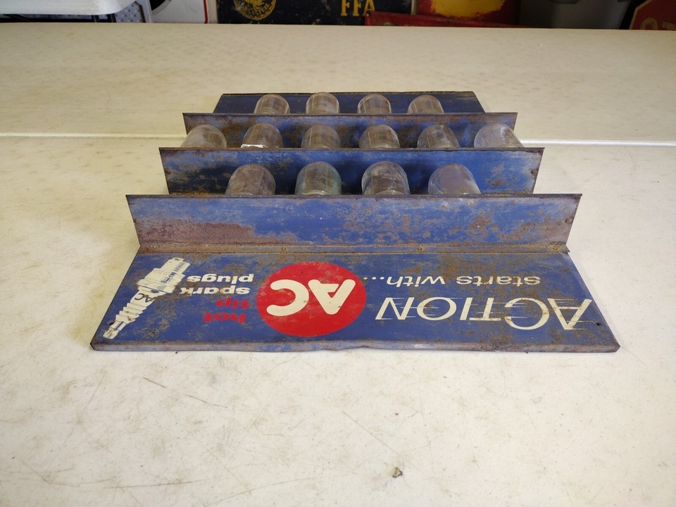 Vintage 24" AC Hot Tip Spark Plugs Store Wall Display Rack Organizer | eBay