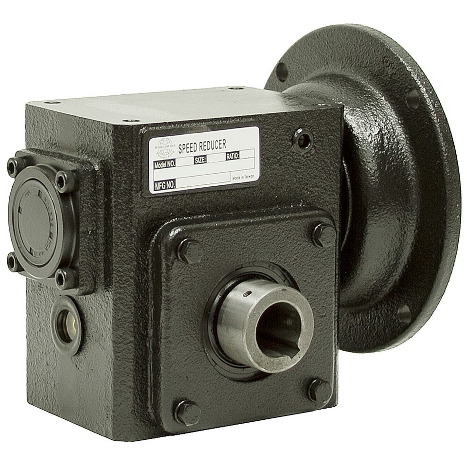 60:1 Right Angle Cast Iron Worm Gear Reducer 0.38 HP 56C Hollow Output ...