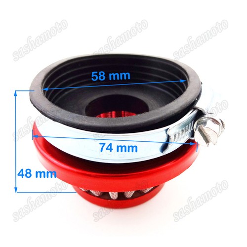 Red 58mm Performance Air Filter For Mini Moto Pocket Bike Gas Motorized ...