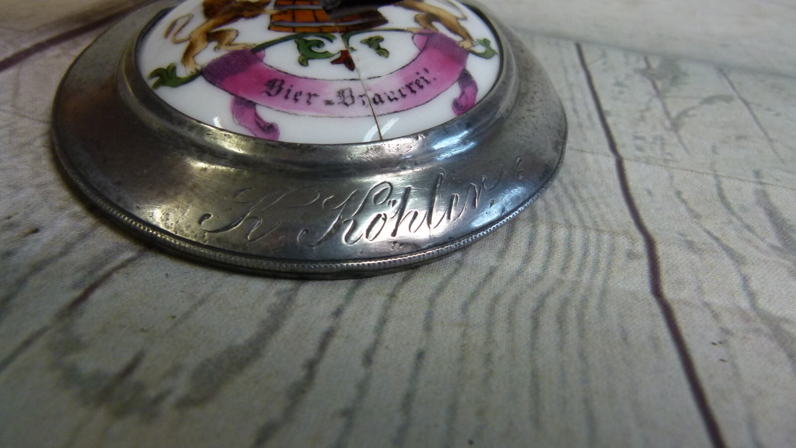 Vintage Metal Beer Stein Lid "Hoch lebe die edle Bier-Brauerei!" K ...
