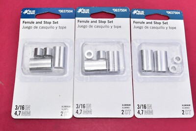 LOT OF 3 Blue Hawk #0637504 Cable Ferrule & Stop Kits 3/16" | eBay