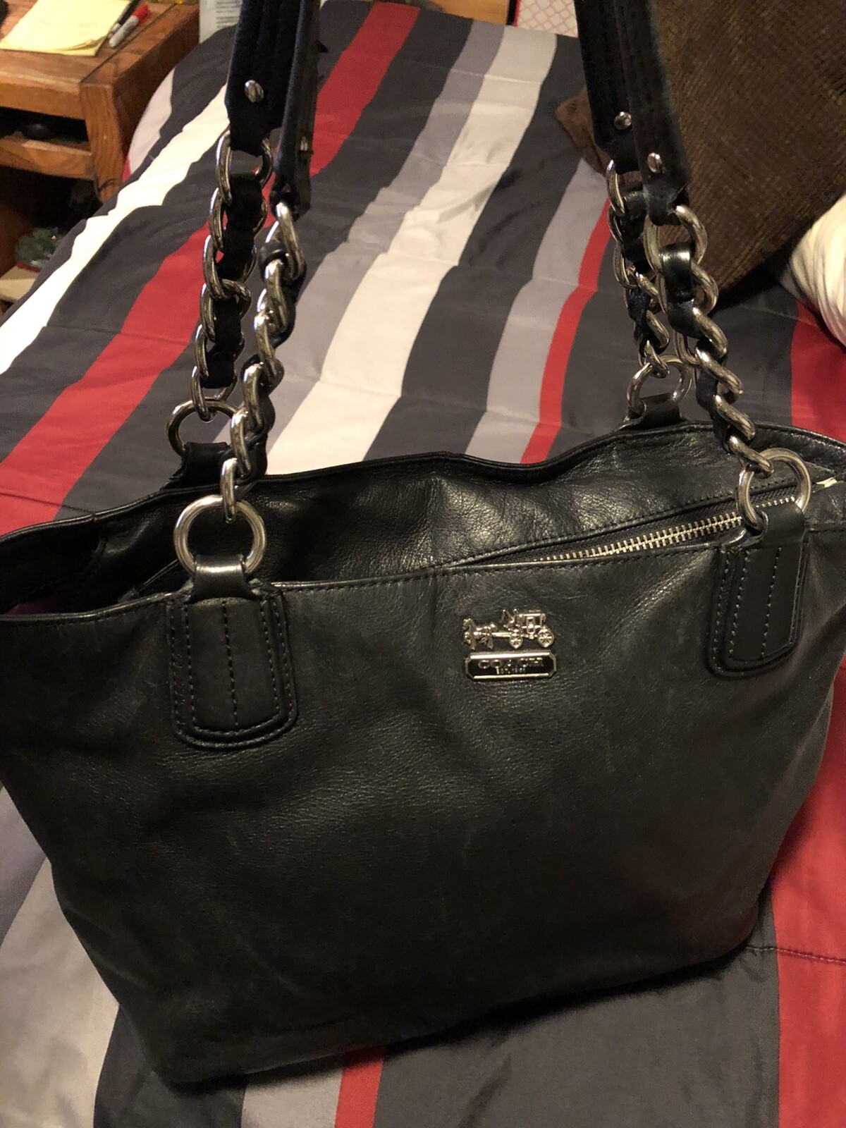 Coach Madison 20466 Soft Black Leather Handbag Tote | eBay