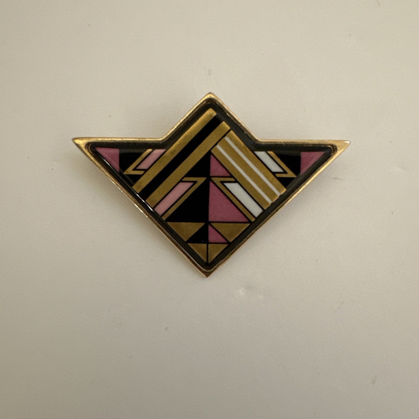 Vintage Michaela Frey Enamel Gold Tone Pin Brooch - Gem