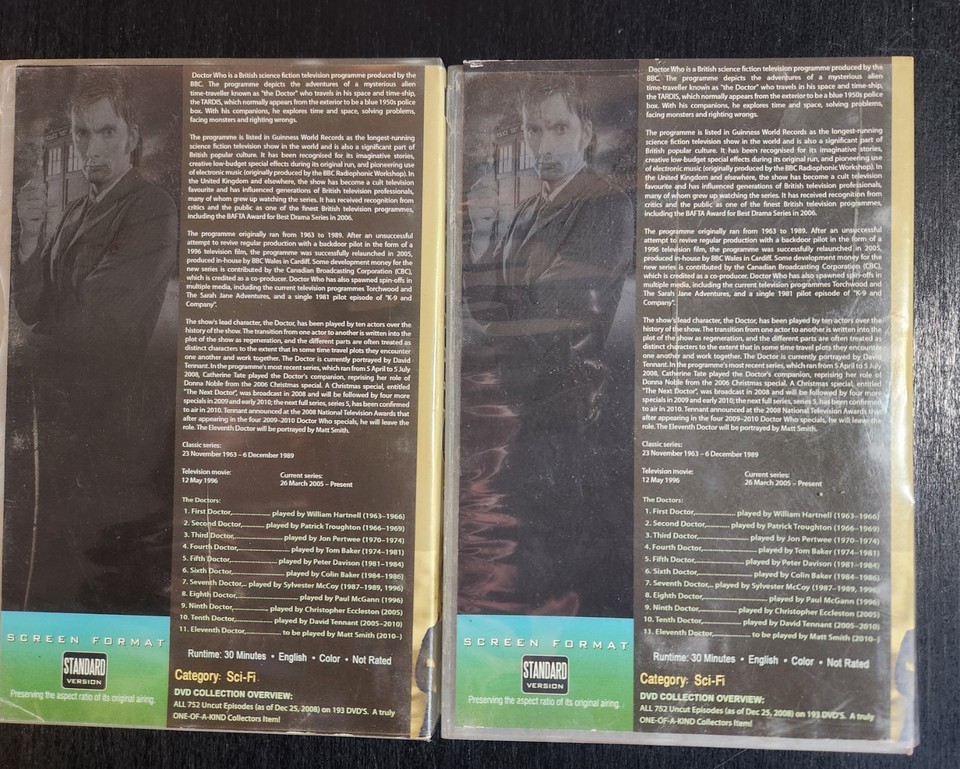 DOCTOR WHO DVD COLLECTION LOT OF 2 BBC RARE 40 DISC SET (9, 10 ...