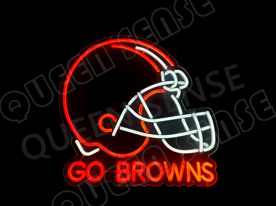 16"x16" Cleveland Browns Helmet LED Neon Sign With Dimmer USB Powered ...