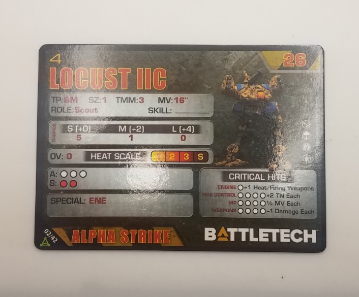 Battletech Aces Scouring Sands - Locust IIC *Mech & Alpha Strike Card ...