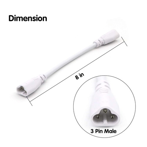 T5 T8 LED Tube Connector Cable Wire 8 inch Double Male to End Extension ...