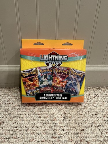 NEW 2025 Pokemon Mystery Lightning Power Box 4 Booster Pack Chase + 1 ...