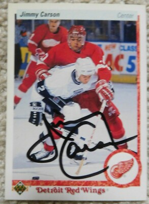 Jimmy Carson Signed Auto Autographed 90/91 Upper Deck Card Red Wings LA ...