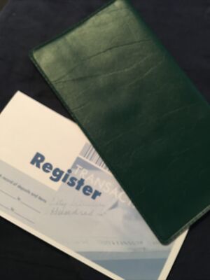 Green Checkbook Cover, with Paper Transaction Register, Checking ...