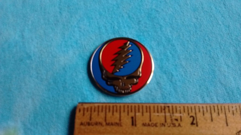 Grateful Dead Steal Your Face SYF 1.25" Gold Metallic Sticker READ ...