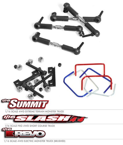 F & R ANTI ROLL SWAY BAR SET 7015 FOR TRAXXAS 1/16 RC MINI E-REVO ...