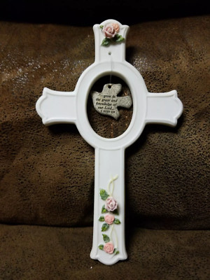 Vintage Russ Blessings Ceramic Cross Peter 3:18 Home Decor Mint | eBay