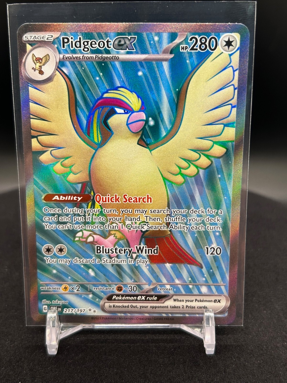 Pokemon Card - Pidgeot ex Obsidian Flames 217/197 Ultra Rare Full Art ...