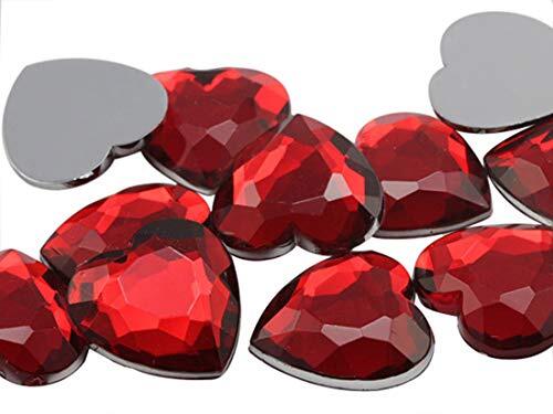 18mm Red Ruby H103 Flat Back Heart Acrylic Rhinestones Plastic Gems ...