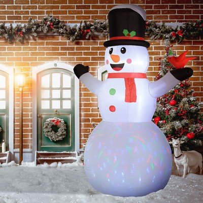 Outsunny 12' Christmas Inflatable Snowman with Rotating Colorful LED ...
