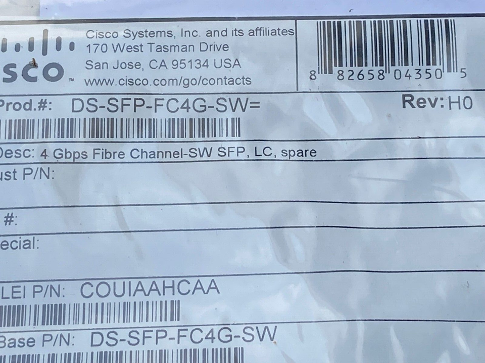 CISCO DS-SFP-FC4G-SW 4GB SEC TRANSCEIVER MODULE SFP-NEW,SEALED-Lot Of 5 ...