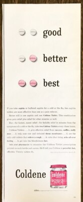 1958 Coldene Tablets PRINT AD Good Better Best Cold Relief | eBay