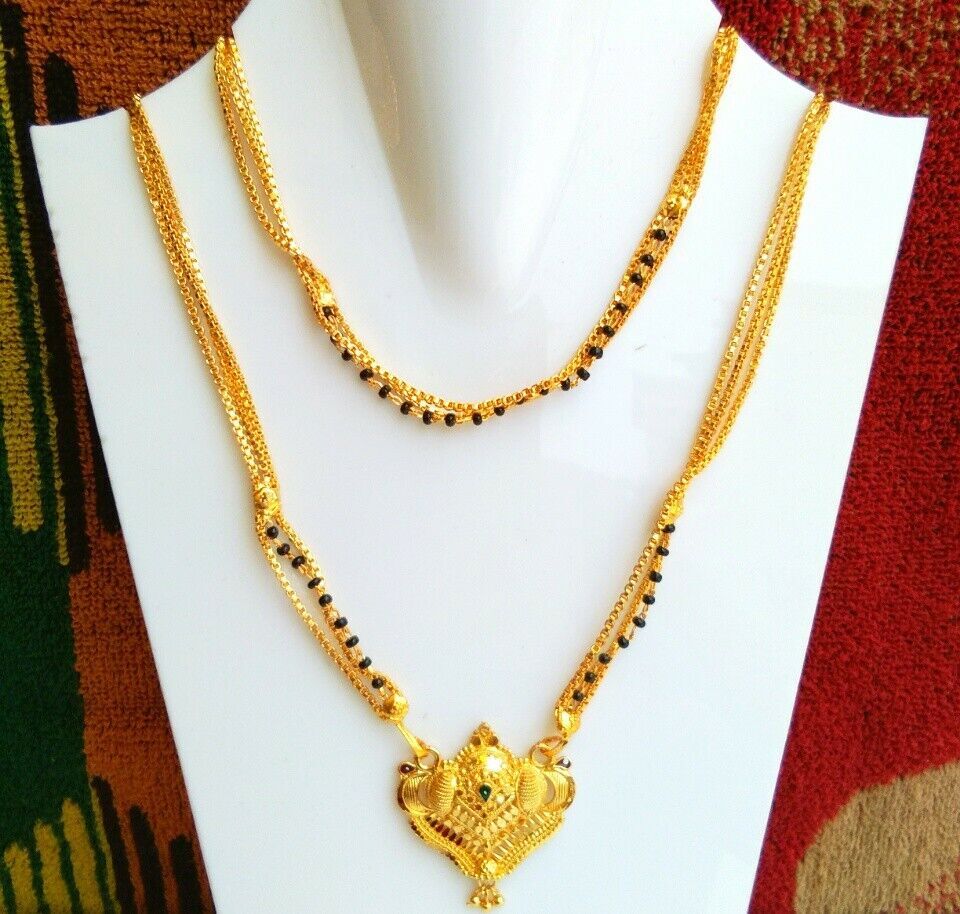 Indian 24"Long Gold Plated Ethnic Wedding Mangle Sutra Necklace Fashion ...