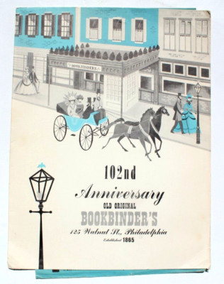 Vtg 1960 102nd Anniversary Old Original Bookbinders Restaurant Menu ...