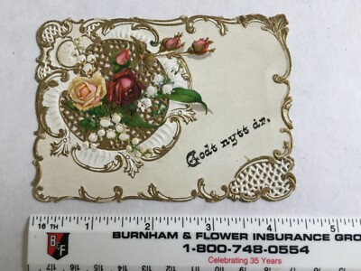 Antique Greeting Card Lacy Embossed 1897 Danish Happy New Year Die Cut ...