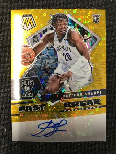 2021-22 Panini Mosaic Day'Ron Sharpe Rookie Fast Break Autograph Gold ...