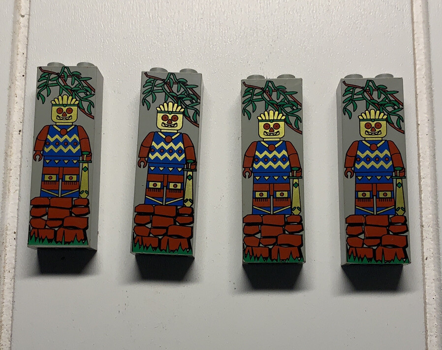 Lot of (4) Vintage Lego Brick 1x2x5 Jungle Pattern Gray 5986 5936 ...