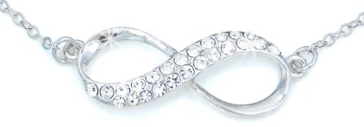 NEW CRYSTAL & SILVER INFINITY SIGN SYMBOL LOVE PENDANT NECKLACE WHITE ...