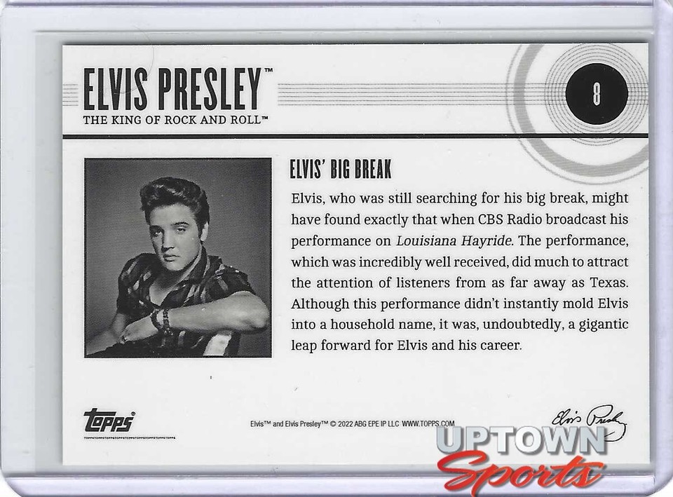 2022 Topps Elvis Presley The King of Rock & Roll - #8 Elvis' Big Break ...