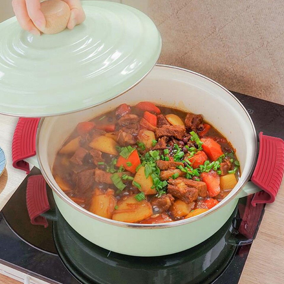 3 Sets 4Pcs Silicone Anti-skid Pot Holders Anti-scald Pot Handle ...