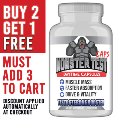 #1 Testosterone Booster Monster Test Caps, T Boost 120 Capsules Male ...