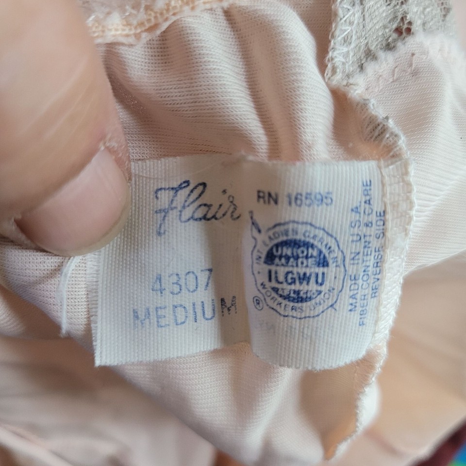 Vintage 60s Lingerie Slip Set M Peach Gray Lace Sweetheart Camisole ...