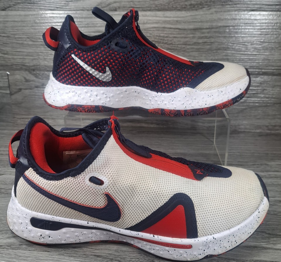 NIKE PG 4 USA PAUL GEORGE Basketball Shoes CD5079-101 White/Red/Navy ...