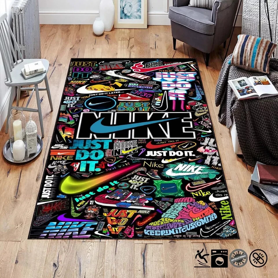 Sneakers Cool Shoes Rug, Sneakers Patterned Text Colorful Rug, Fashion ...