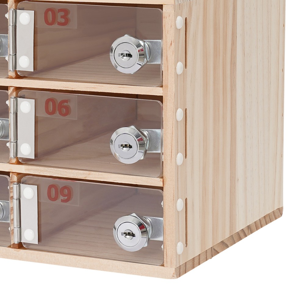 9-Slot Cell Phones Storage Cabinet 3 Tiers Cell Phone Storage Box with ...