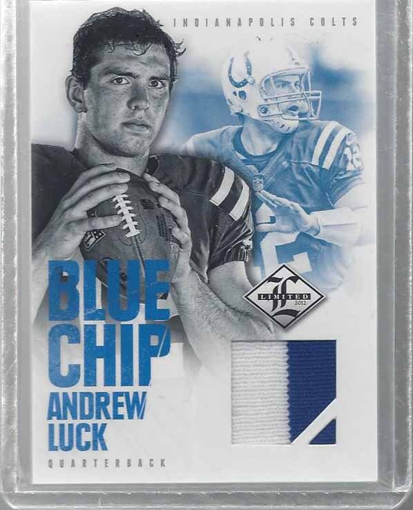 ANDREW LUCK 2012 LIMITED BLUE CHIP PLATINUM 2 COLOR ROOKIE PATCH RC #D ...