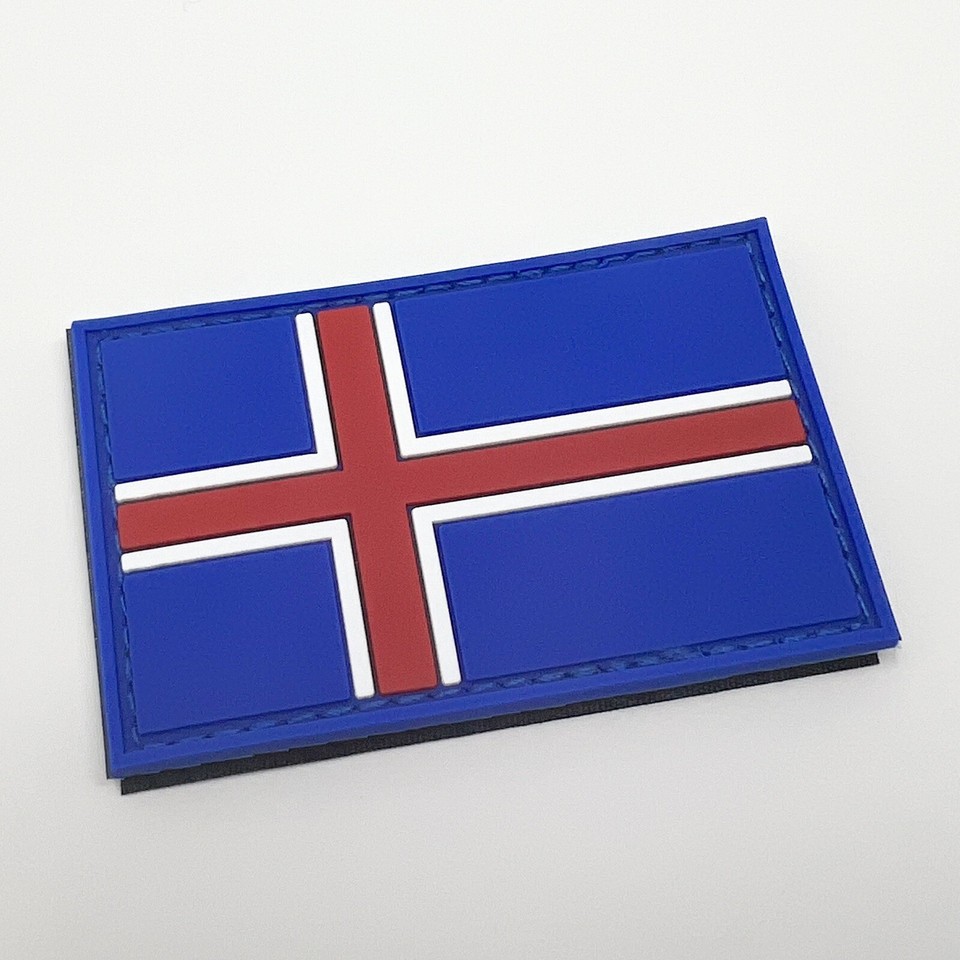 Iceland Flag 3.25x2” Rectangle Rubber Tactical Patch Stitched Icelandic IS ISL | eBay